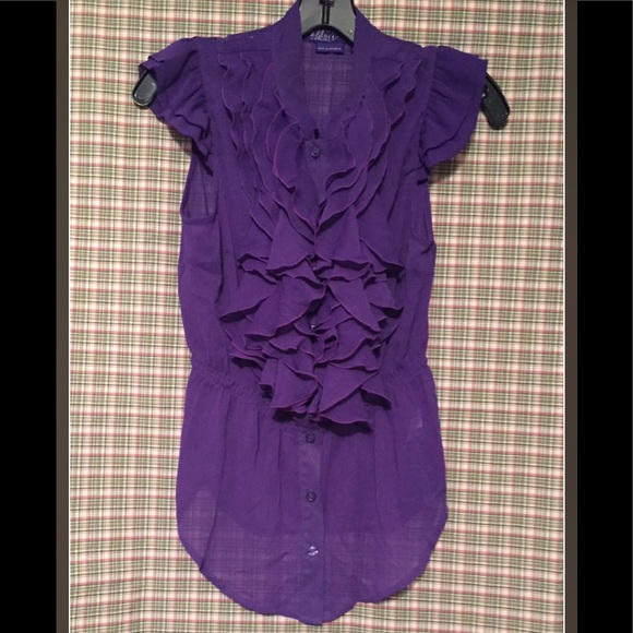 Miley Cyrus & Max Azria | Tops | Miley Cyrus Purple Ruffled Top | Poshmark